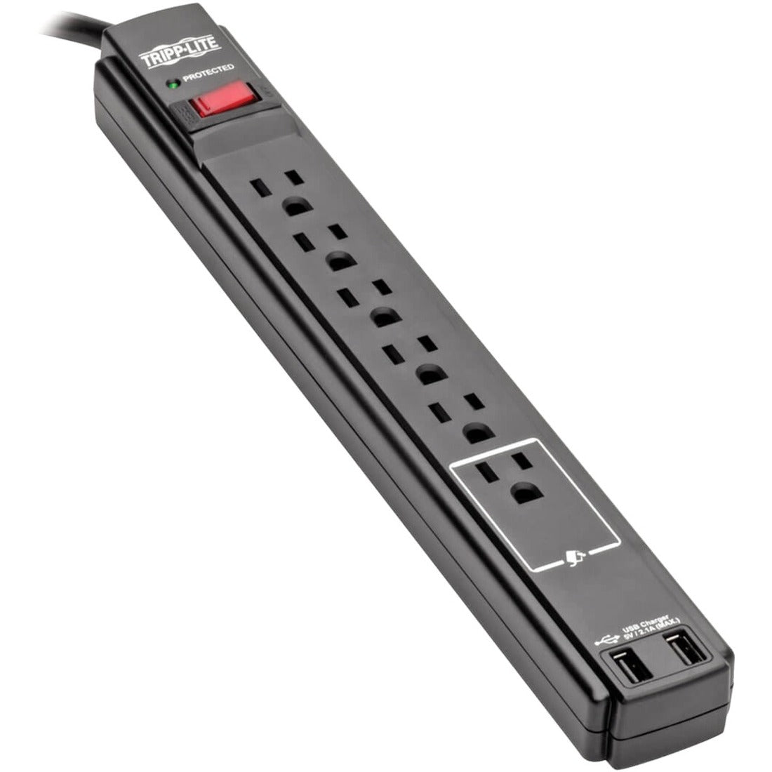 Tripp Lite Surge Protector Power Strip 6 Outlet 2 USB Ports 6 ' Cord ...