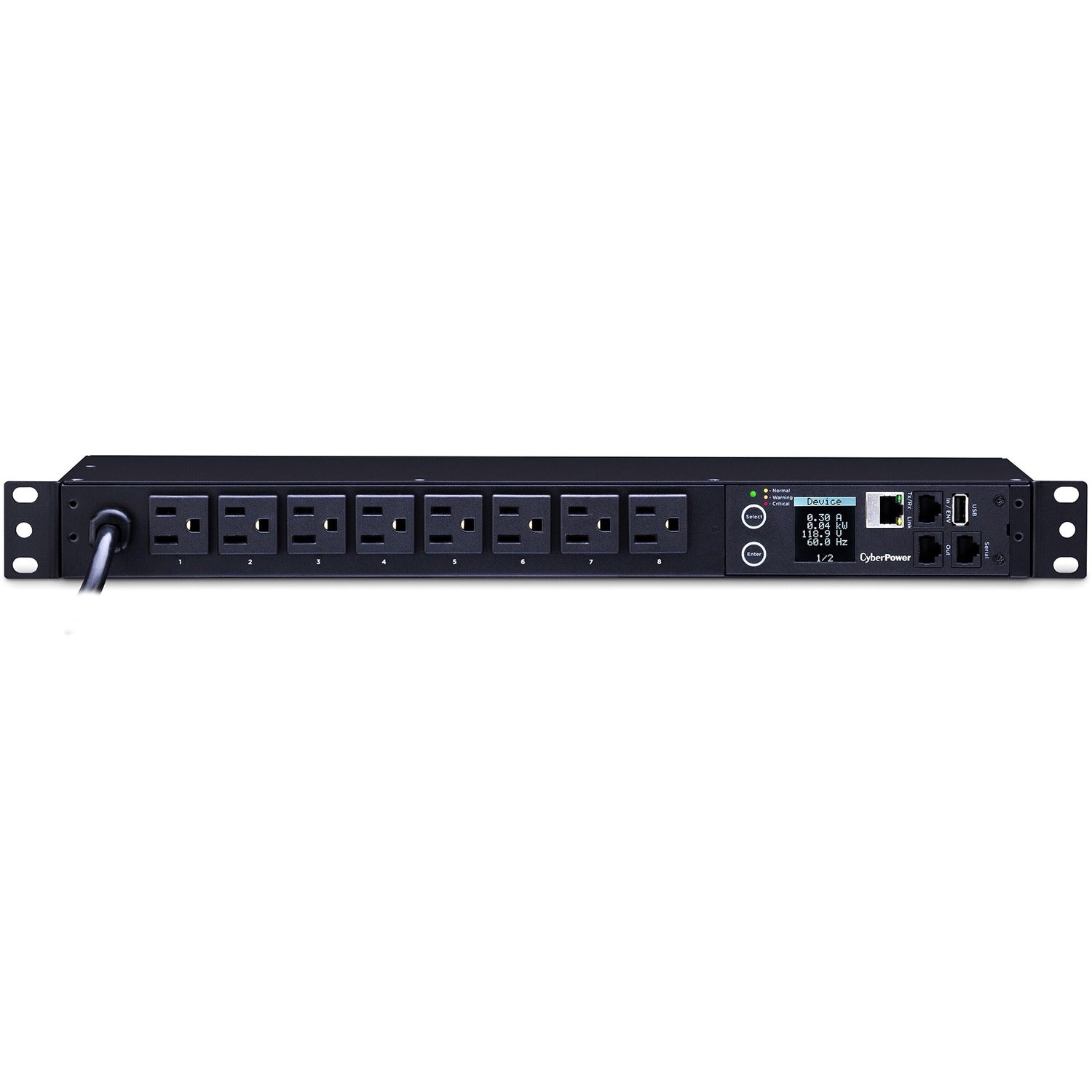 CyberPower PDU31001 Monitored PDU, 100-120V, 15A, 8 NEMA 5-15R Outlets ...