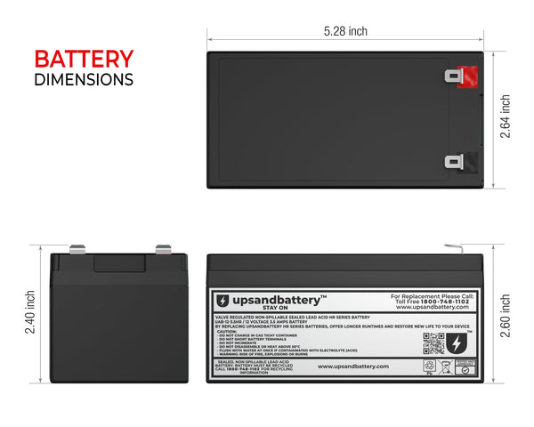 APC UPS Model BE350R Compatible Replacement Battery Backup Set ...